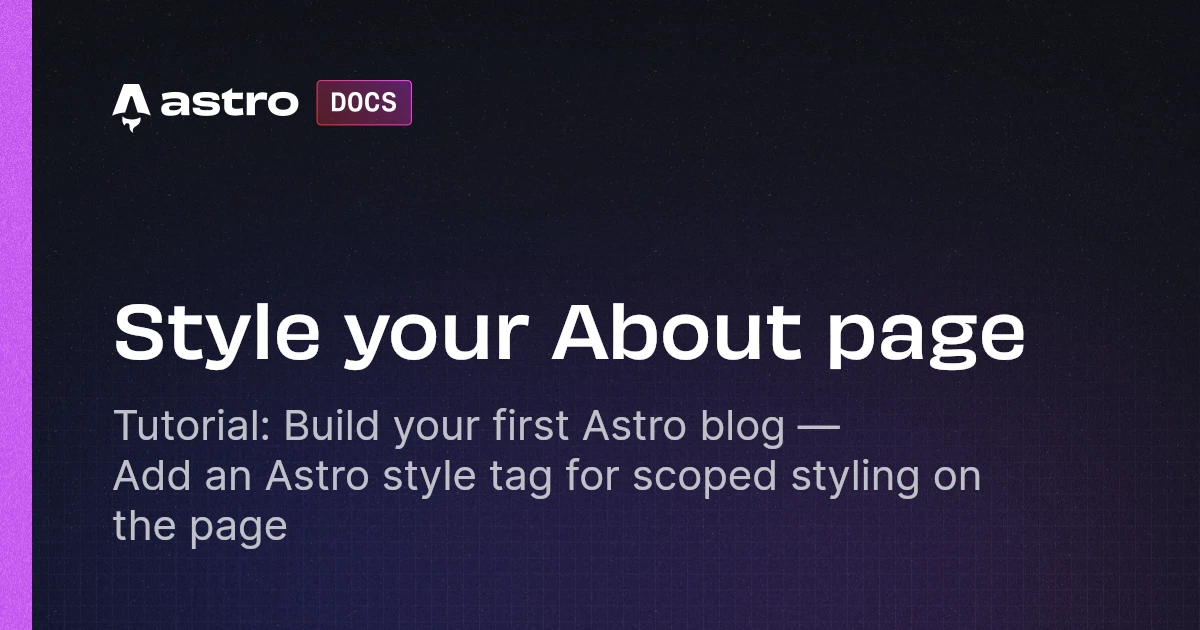 Build a blog tutorial: Style your About page | Docs