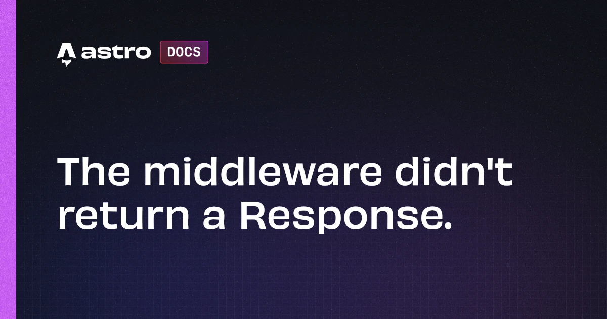 The middleware didn't return a Response. | Docs