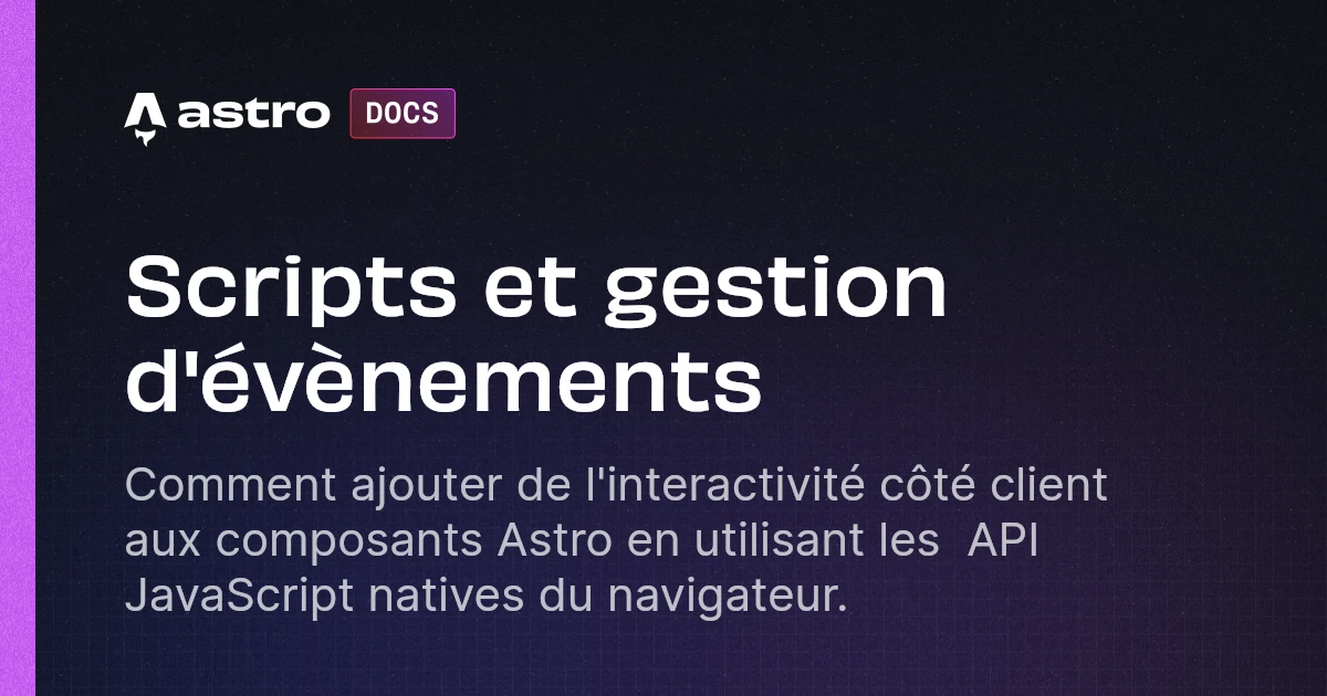 Scripts et gestion d'évènements | Docs