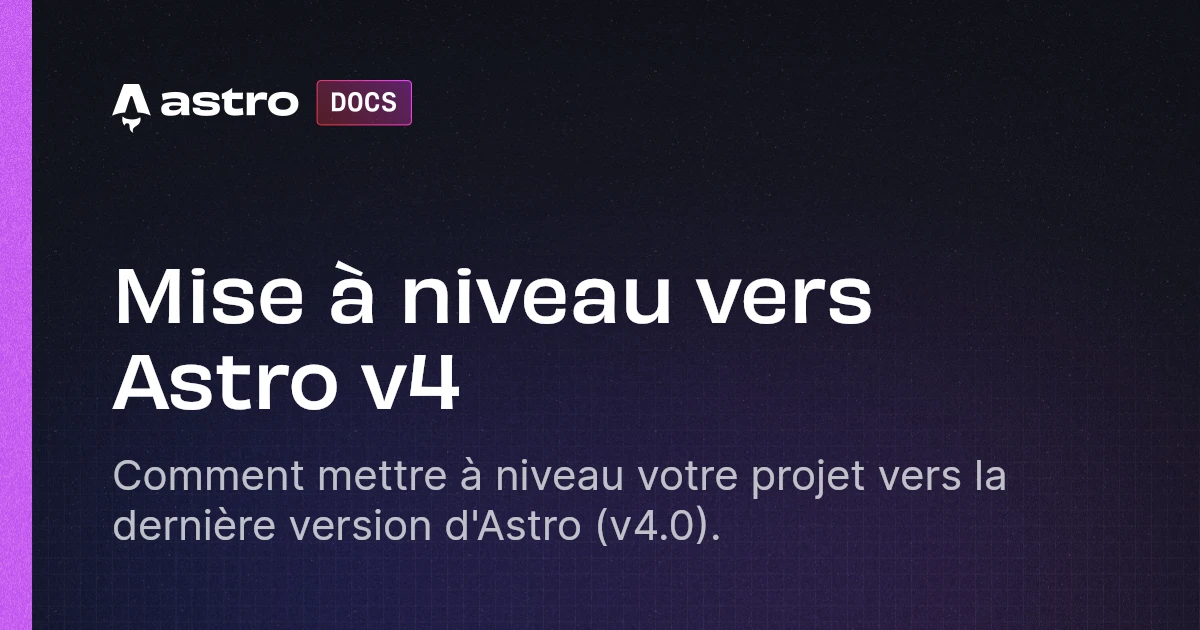 Mise à niveau vers Astro v4 | Docs