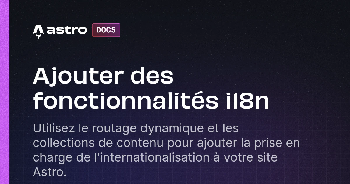 Ajouter des fonctionnalités i18n | Docs