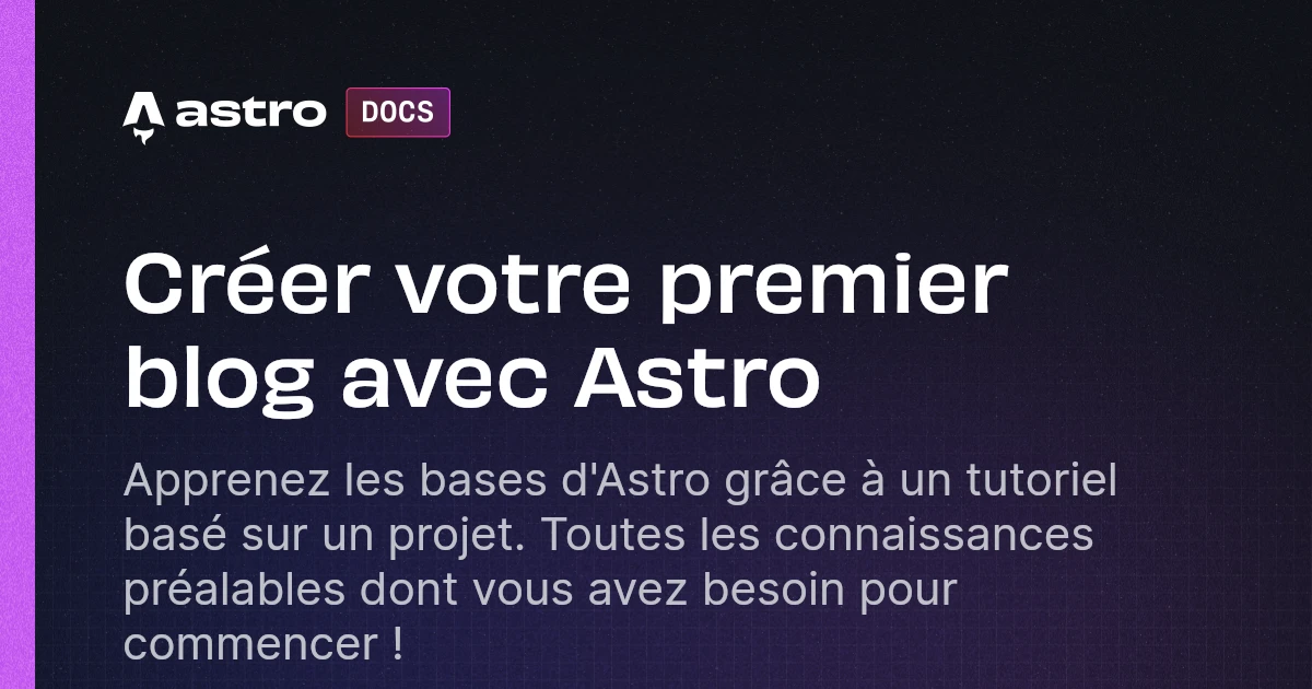 Tutoriel de création d'un blog | Docs