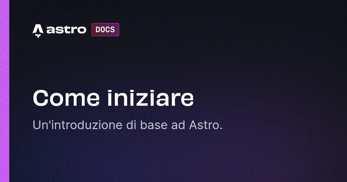 Come iniziare | Docs