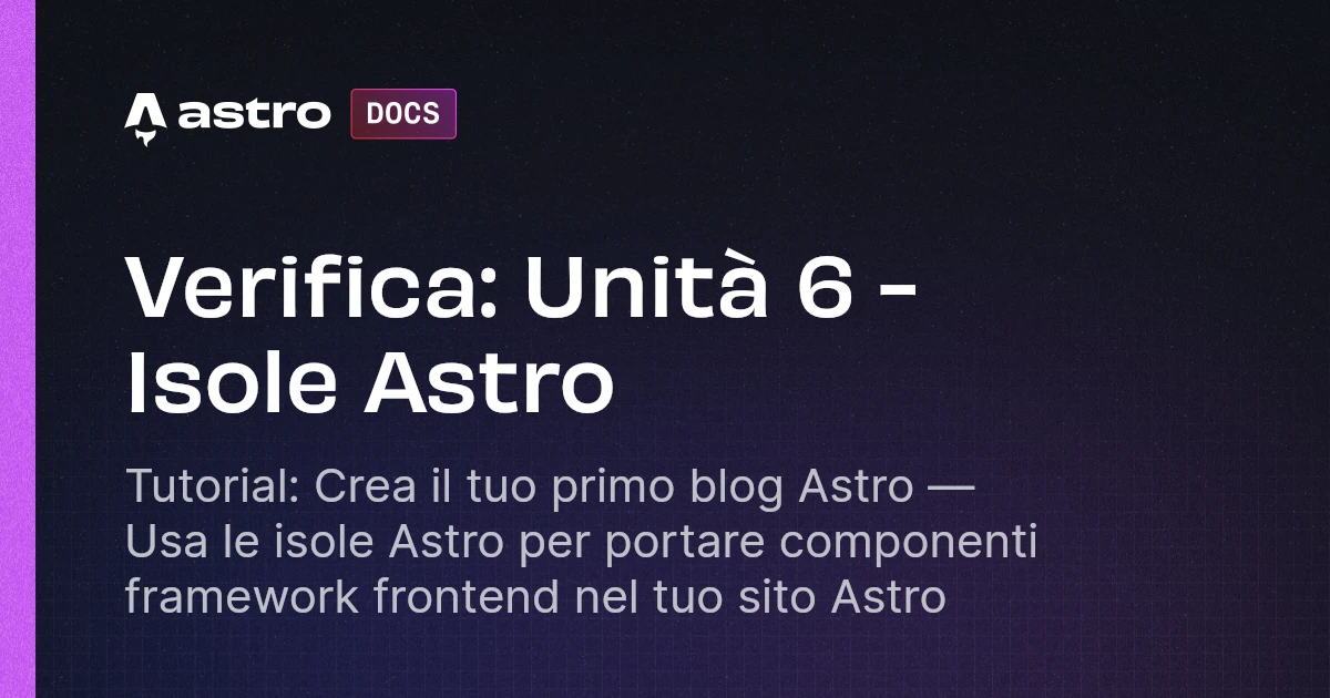 Verifica: Unità 6 - Isole Astro | Docs
