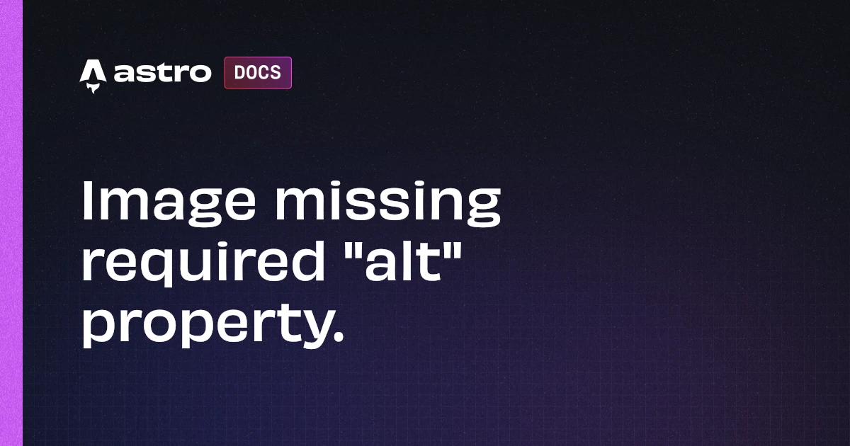 Image missing required "alt" property. | Docs