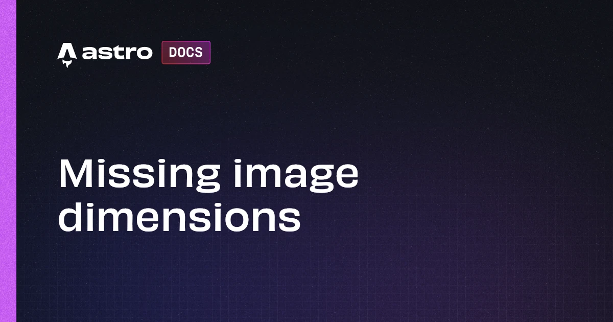 Missing image dimensions | Docs