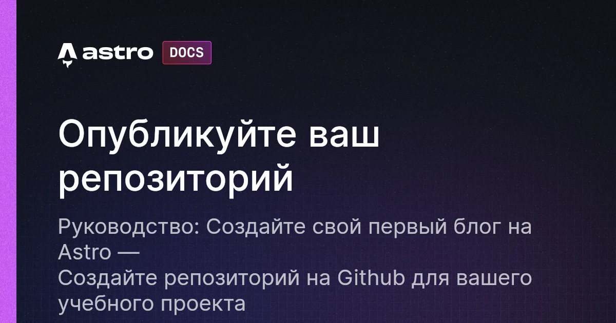 Создание блога-руководства: Опубликуйте ваш репозиторий | Docs